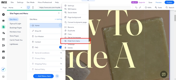 How To Hide A Page On Wix | Wiksit